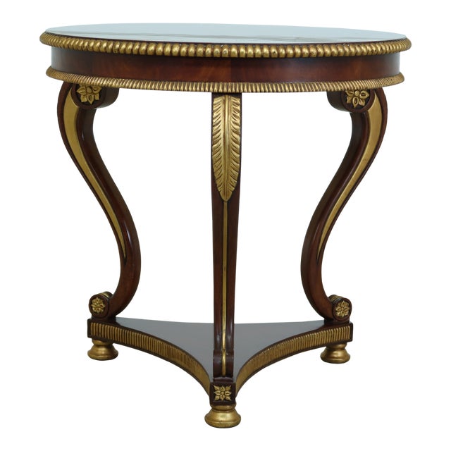 Regency Style Round Mahogany & Gold Occasional Table | Chairish