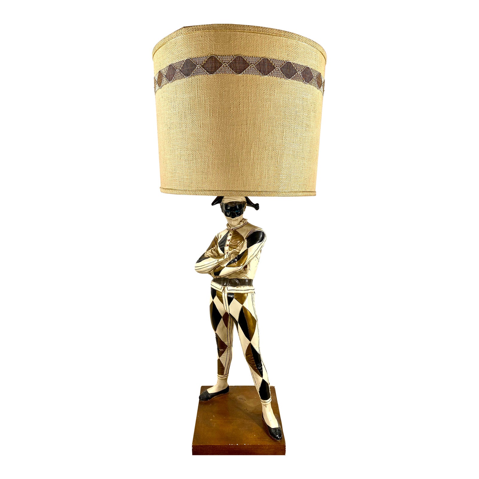 Mid-Century Harlequin Table Lamp With Matching Original Shade Made by ...