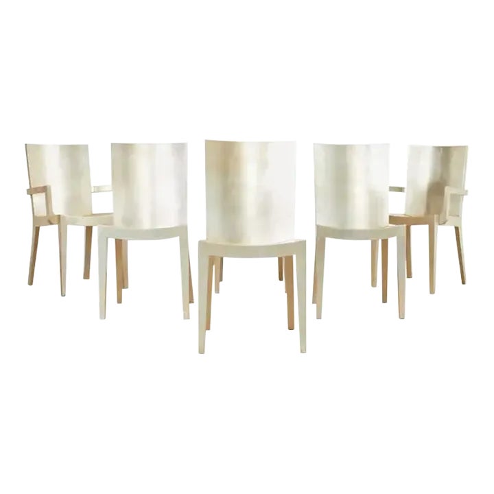 Set of Six Karl Springer Jmf Silver Leaf Dining Chairs | Chairish