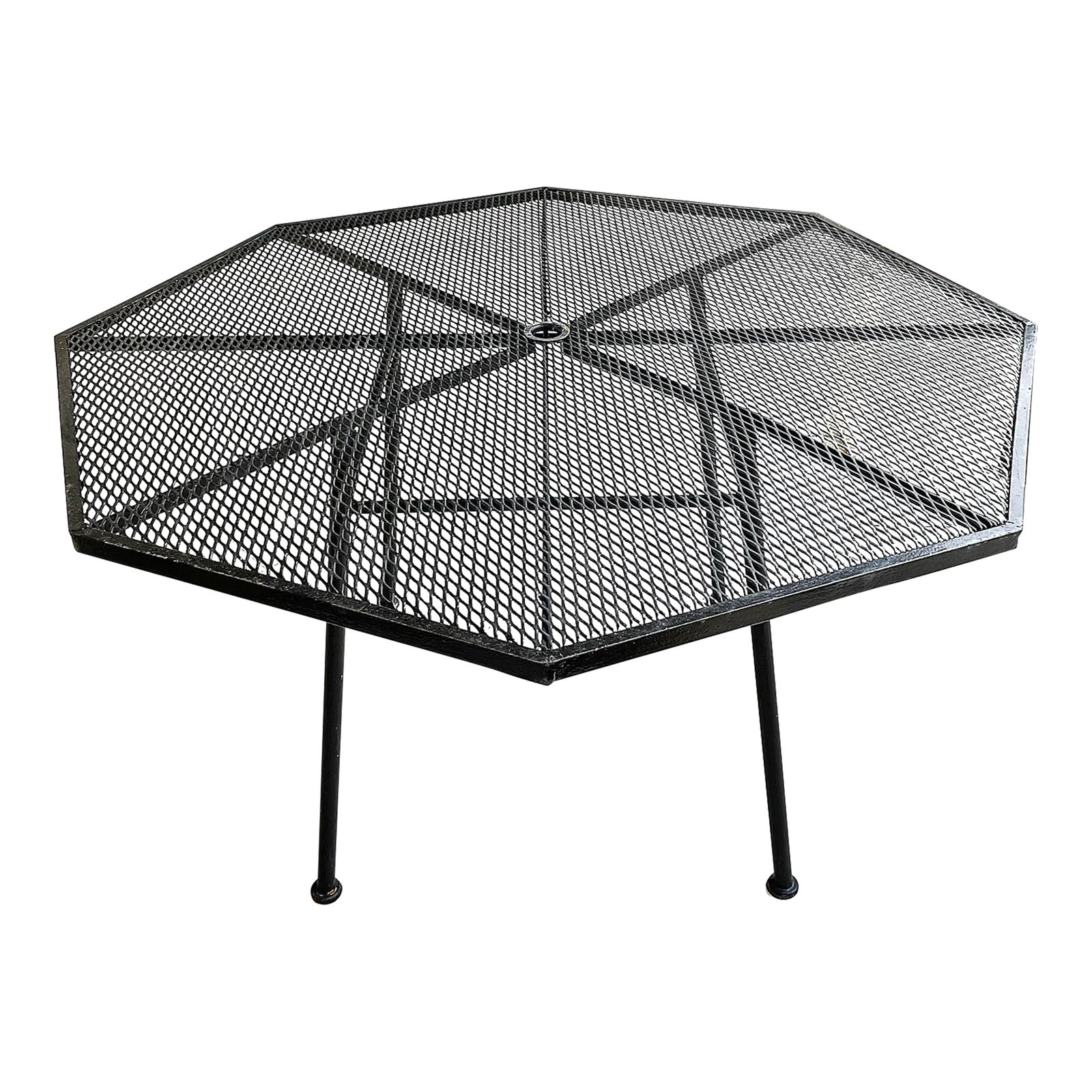 Vintage Woodard Attributed Octagonal Metal Mesh Patio Dining Table ...