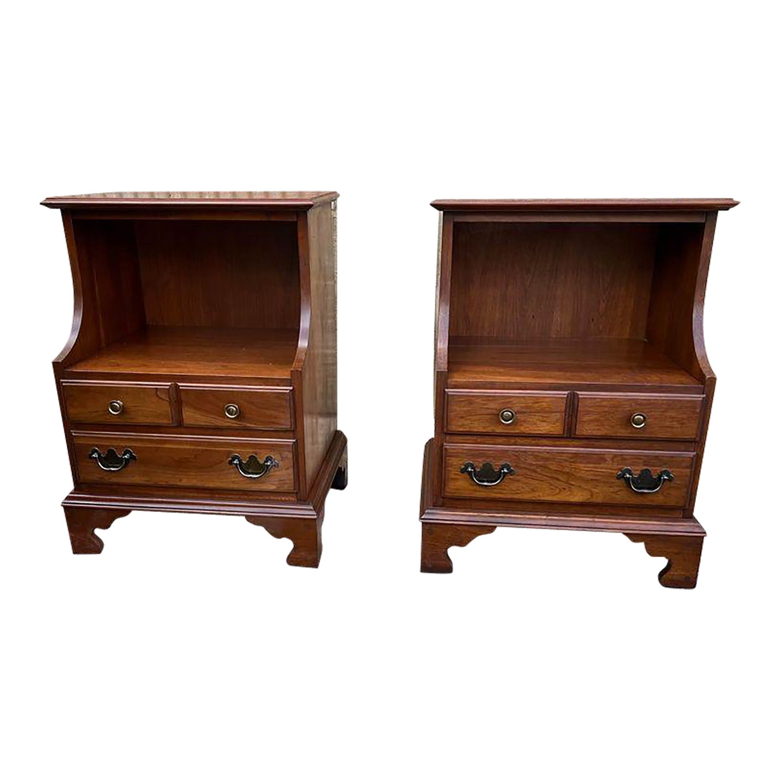 Mid 20th Century Pair Vintage Permacraft Furniture Solid Cherry Bedside ...