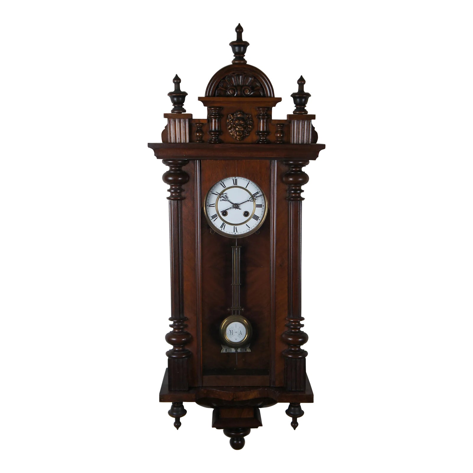Antique German Fms Mauthe Vienna Regulator Carved Walnut Drp Wall Clock ...