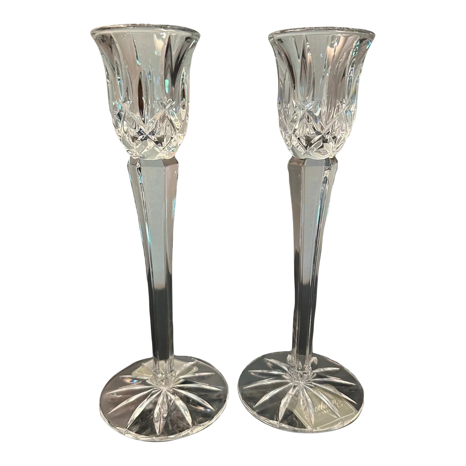 Late 20th Century Gorham Lady Anne Crystal Candlesticks- a Pair | Chairish