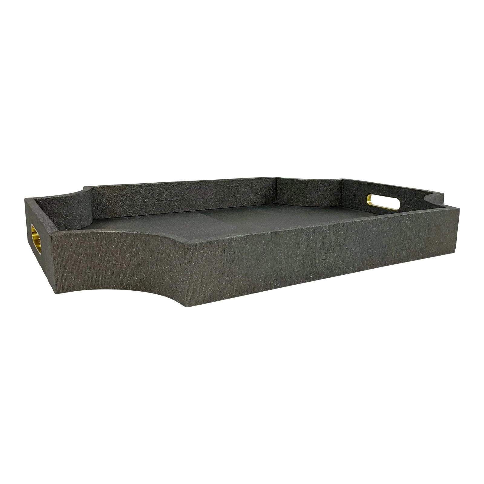 Made Goods Modern Large Gray Faux Silk Paden Tray | Chairish