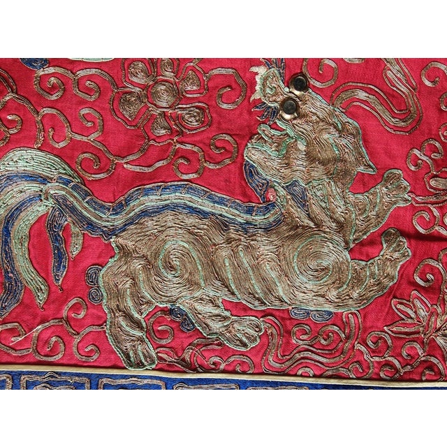 Mid 20th Century Silk & Gold Thread Chinese Embroidery | Chairish
