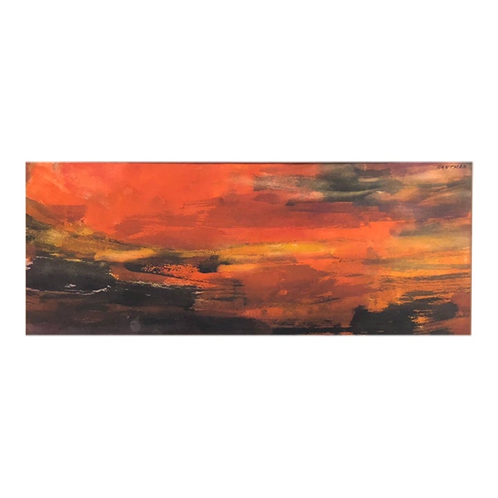 Murray Hantman, Abstract Expressionist Watercolor Fiery Sky | Chairish