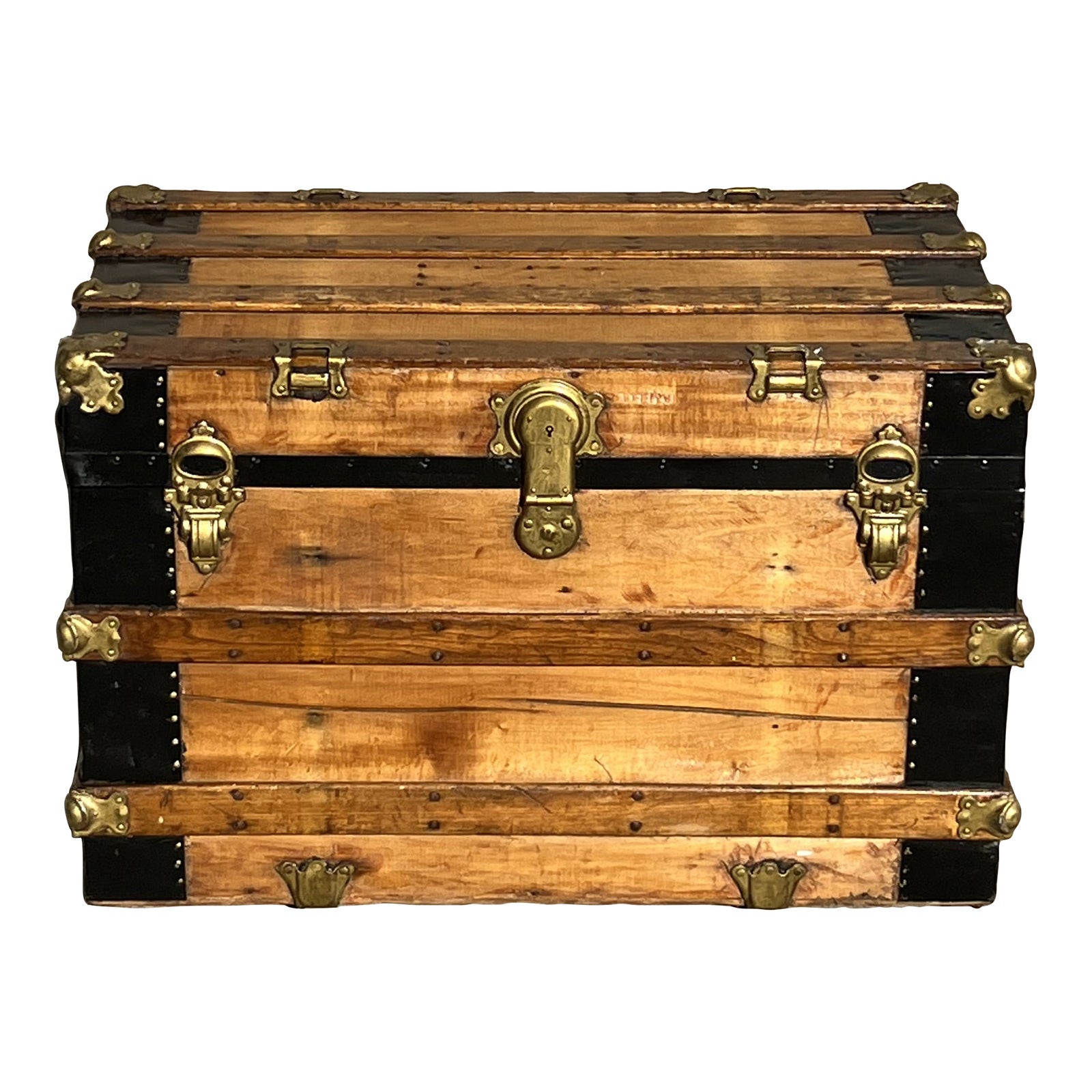 1960s Black Painted Wood with Gold Trunk | Chairish