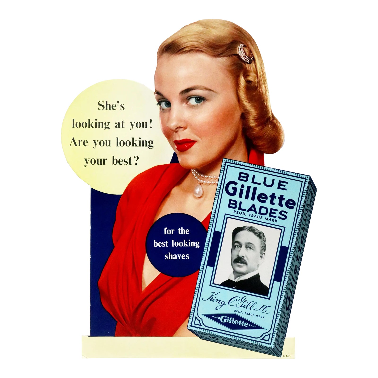 1940s Gillette Advertisement Point of Sale Cardboard - Blue Gillette ...
