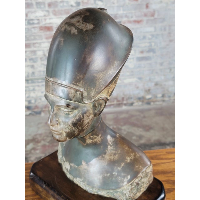 Nefertiti Bust Sculpture - Egyptian Revival Carved Stone | Chairish
