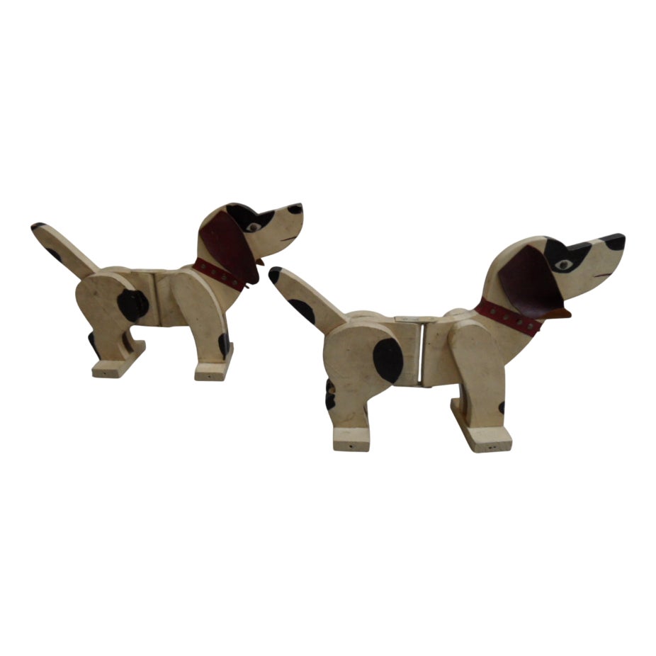Vintage Foldable Wooden Dogs, 1950s, Set of 2 | Chairish