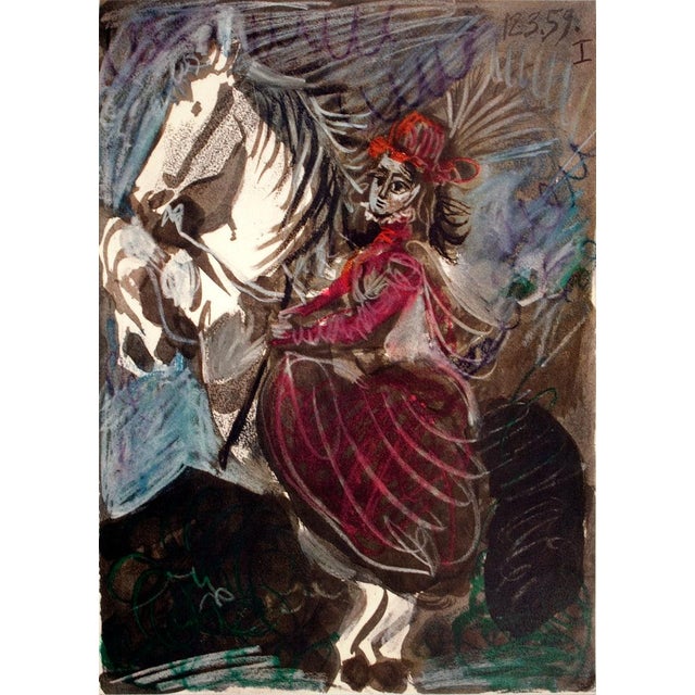 1960 Pablo Picasso 'Paloma as a rider' Cubism Offset Lithograph | Chairish