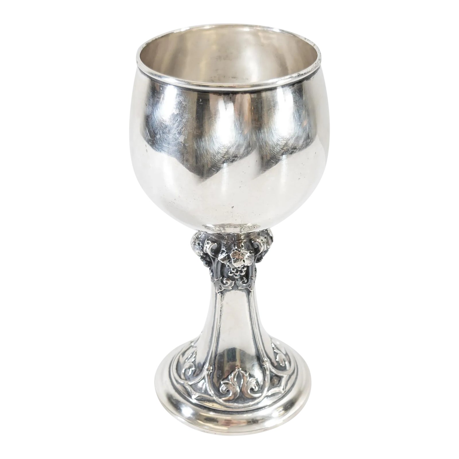 Early 20th Century Sterling Silver Religious Chalice Goblet With Grape ...