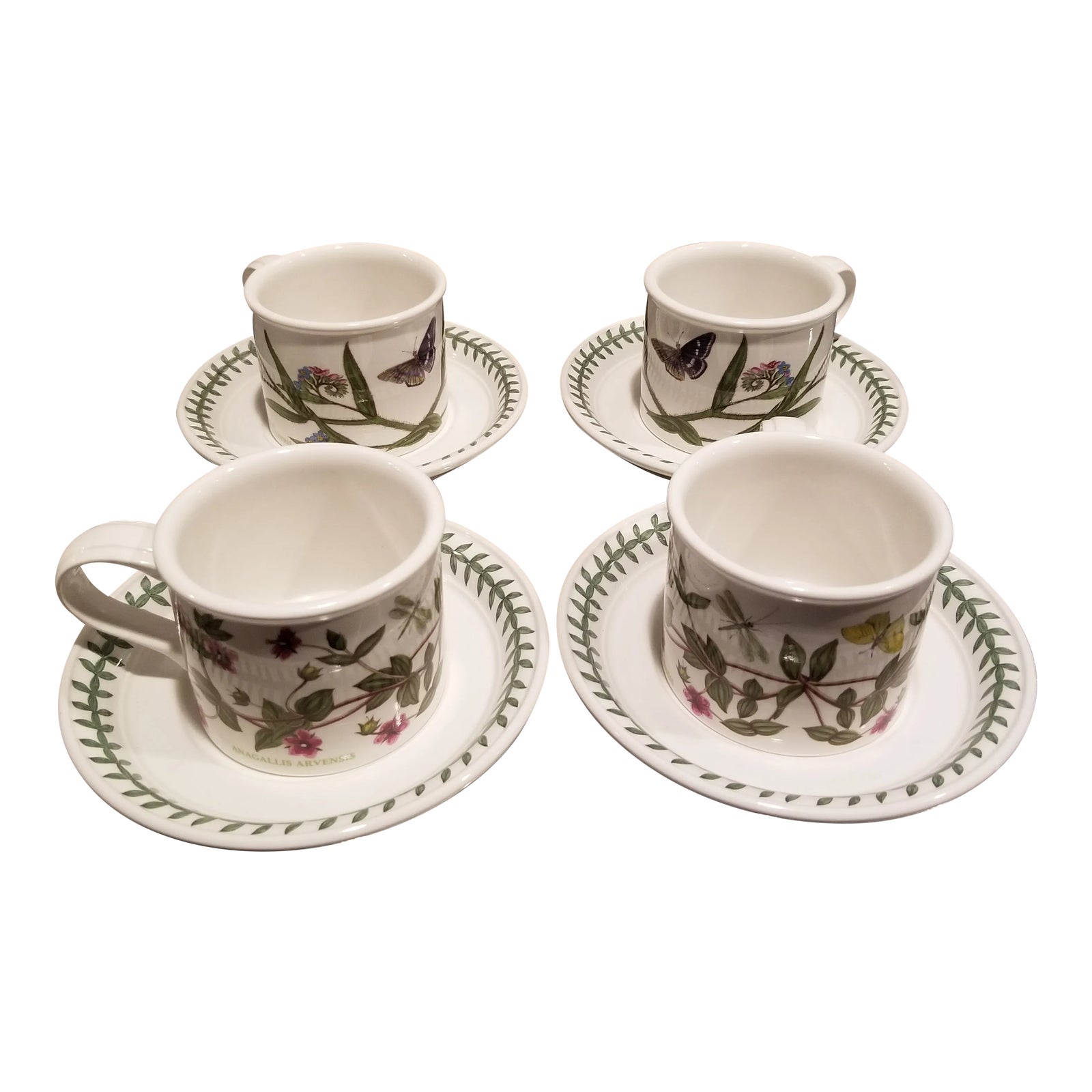 Four Botanic Garden Cups and Saucers | Chairish