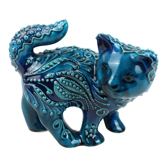 Turkish Handmade Floral Cat Figurine | Chairish