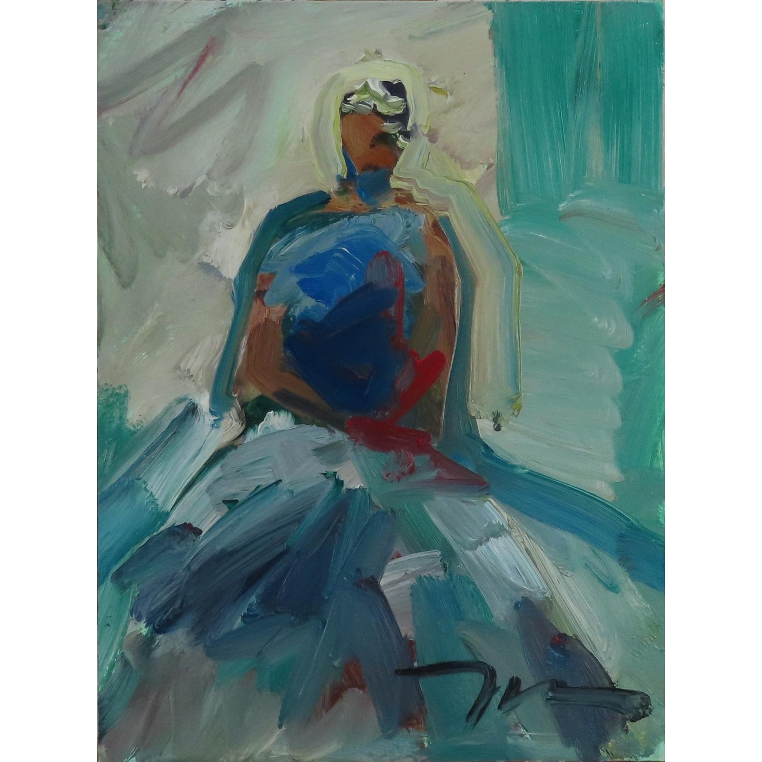 "Woman in Gown" Contemporary Abstract Expressionist Style Portrait Oil ...