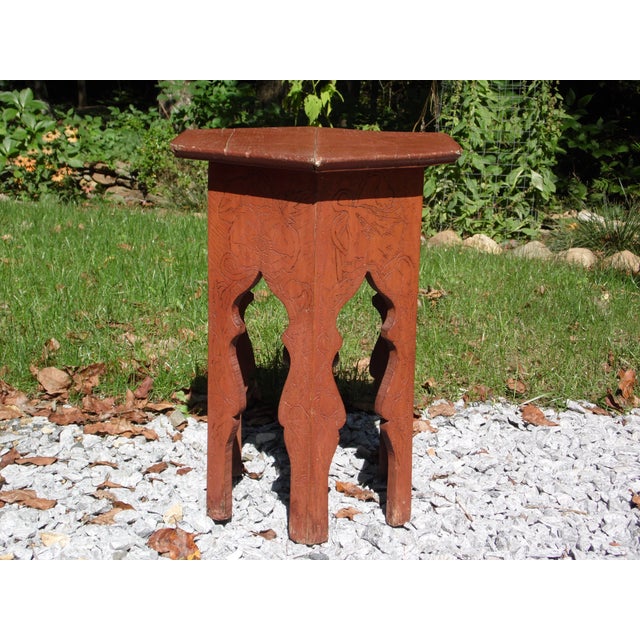 Vintage Arts & Crafts Moorish Style Wood Taboret Table Hexagon Plant ...