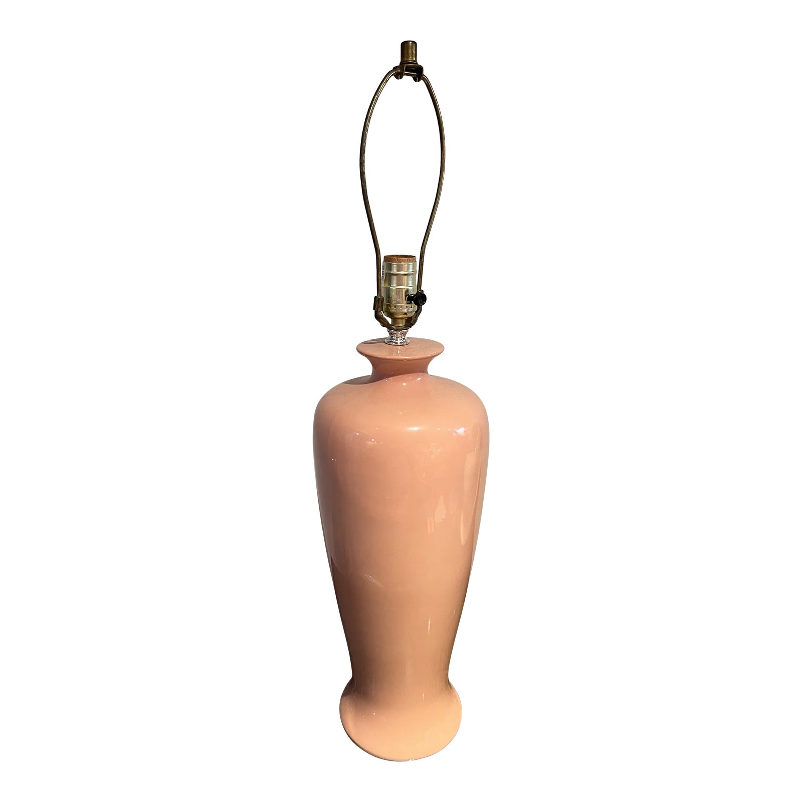 1980 Tall Peach Ceramic Table Lamp | Chairish