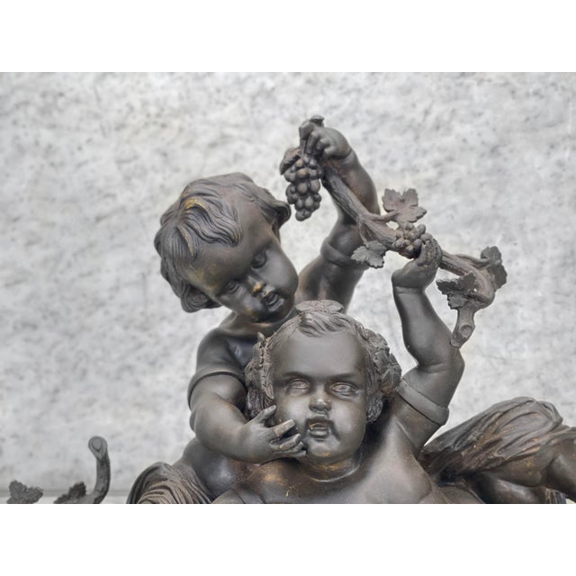 Antique French Rococo Bronze Bacchus Cherub Grapevine Sculpture | Chairish