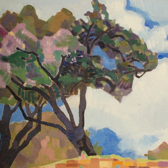 Early 20th Century "Mosaic Trees" Expressionist Style Landscape Oil ...