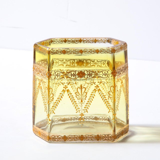 1910s Art Nouveau Amber Glass Moser Vase | Chairish