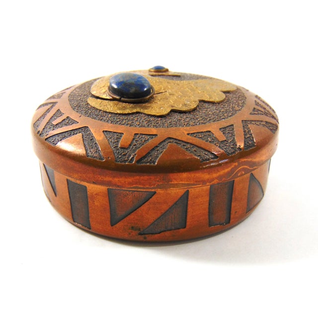 Vintage Handmade Brass and Copper Trinket Box Chile Lapis Bird by T ...