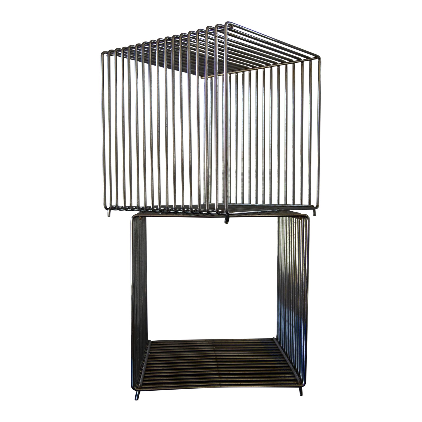 1970s Verner Panton Attributed Pantonova Wire Cube Side Tables - a Pair ...