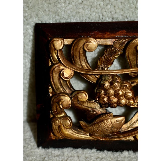 Antique Pair of Hand Carved Chinese Plaques With Under the Sea Motif ...