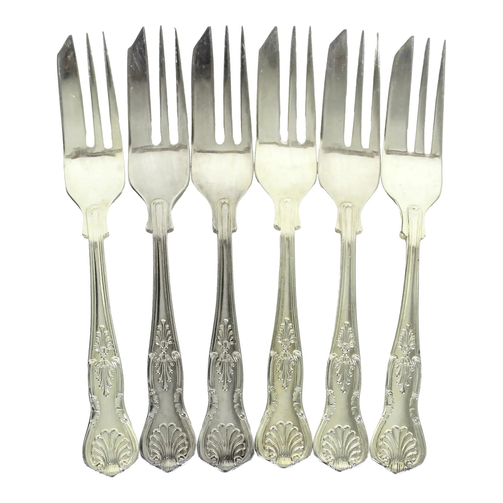 1980s Kings Pattern Silver Plated Pastry Cake Forks by Newbridge | Chairish