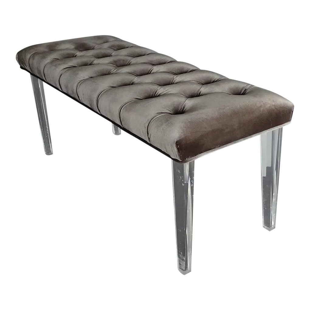 1970s Tufted Lucite Bench With Lucite Legs | Chairish
