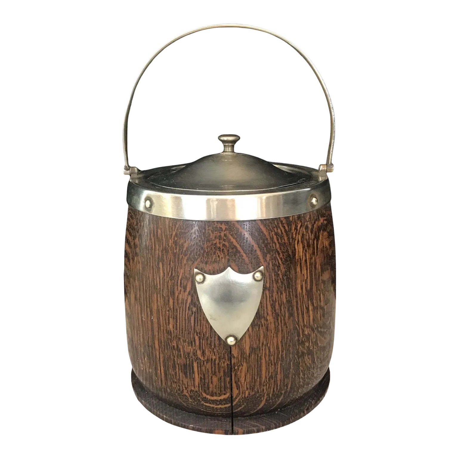 Early 20th Century British Oak Biscuit Barrel | Chairish