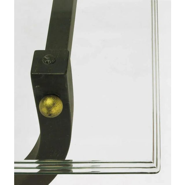 Black Lacquered Steel Curule Base Writing Table With Brass Appointments ...