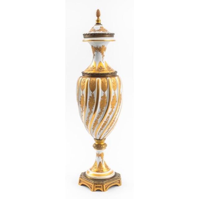 Louis XVI Style Gilded Porcelain Vase | Chairish
