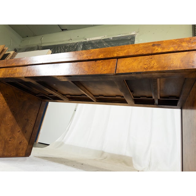 Mid-Century Vintage Parson Style Burlwood Desk | Chairish