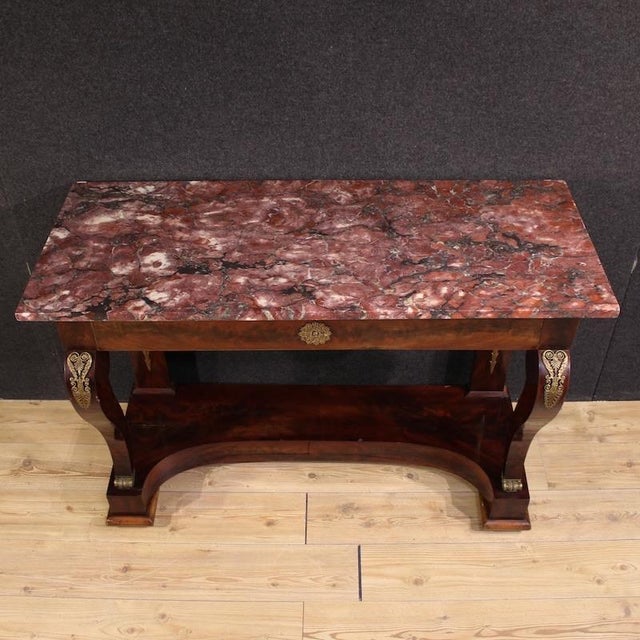 Italian Empire Style Console Table with Marble Top, 1880s | Chairish