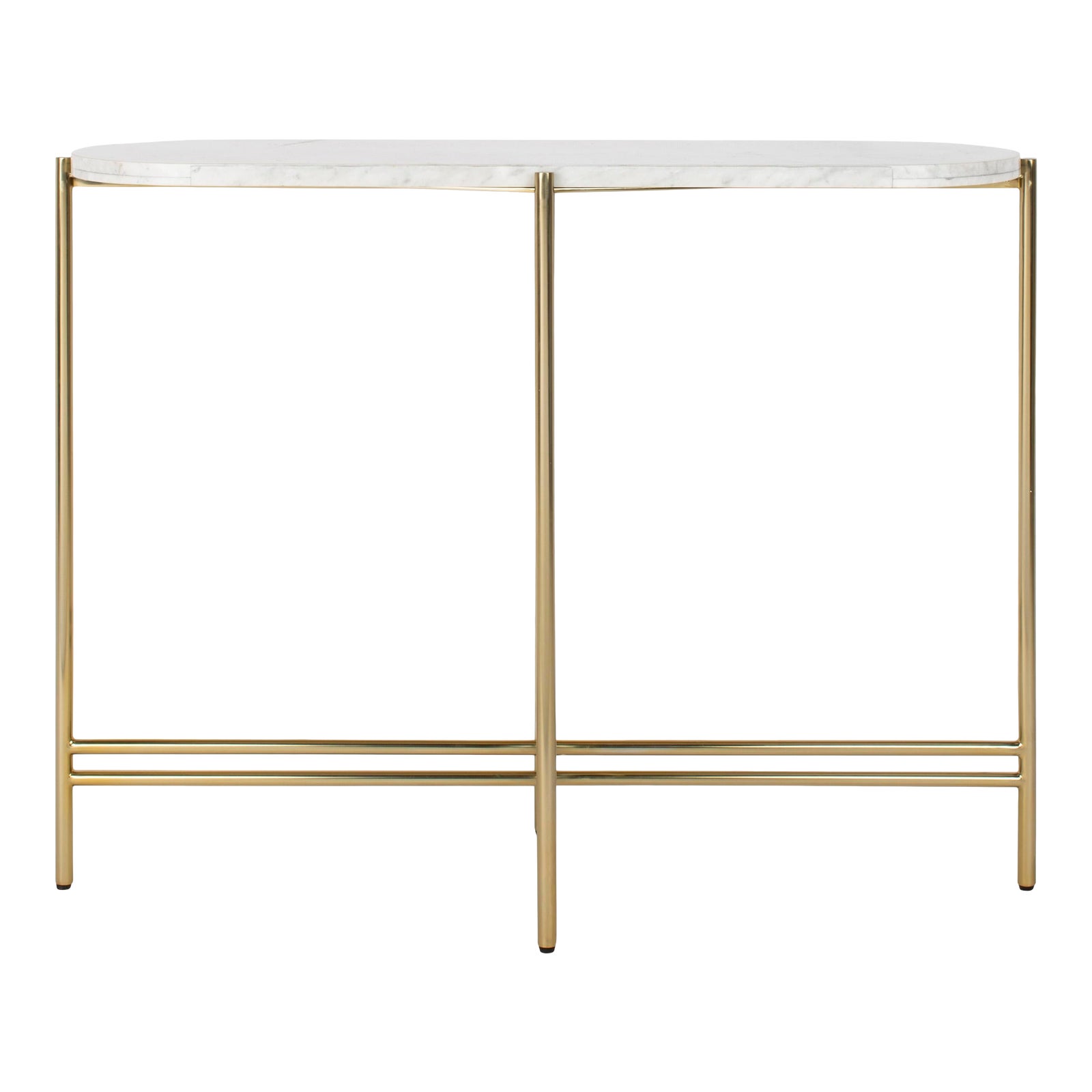 Small Console Table in White Marble & Brass | Chairish