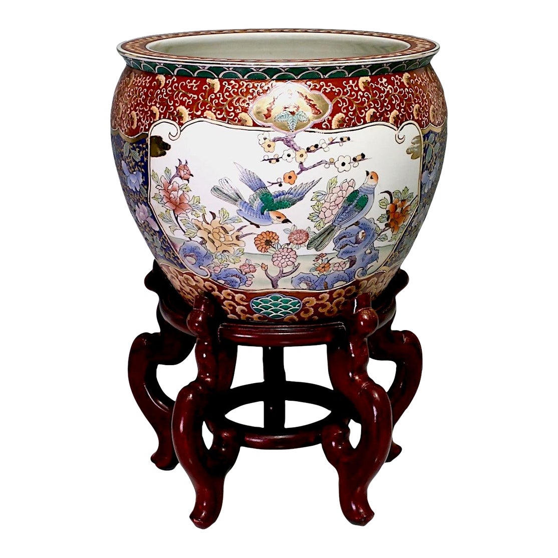 Large Chinese Export White Porcelain "Fish Bowl" Planter With Prunus ...