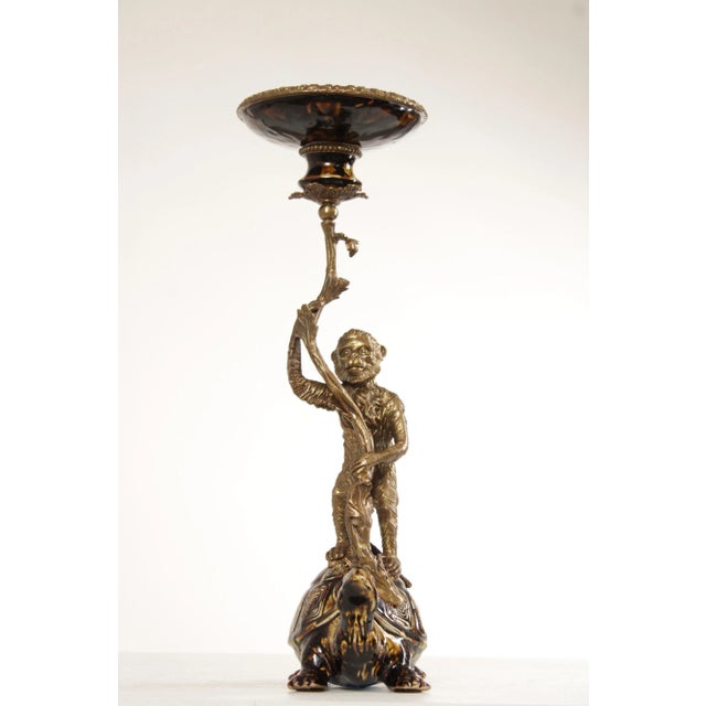 Early 21st Century Mark Roberts Bronze Monkey Candle Holders - A Pair ...