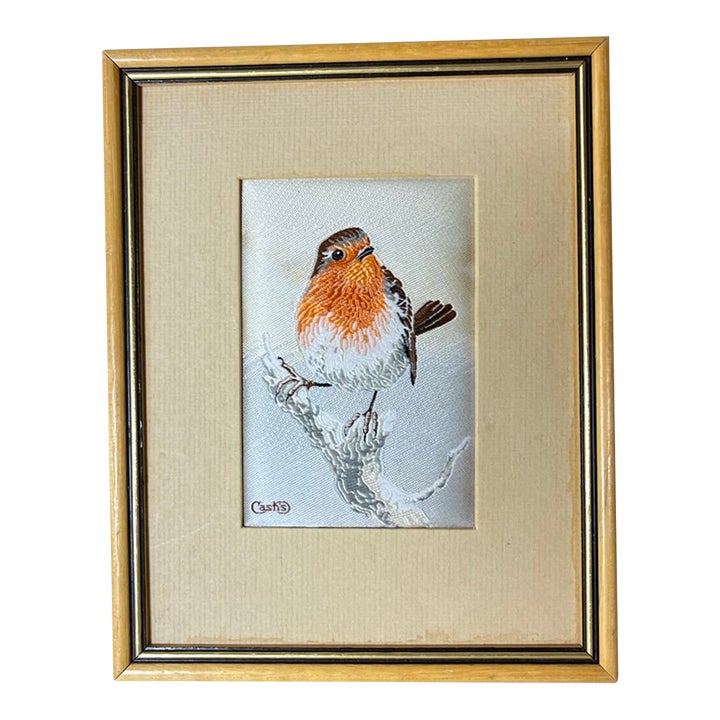 20th Century Silk Artwork "Robin" by Cash's Woven Pictures | Chairish