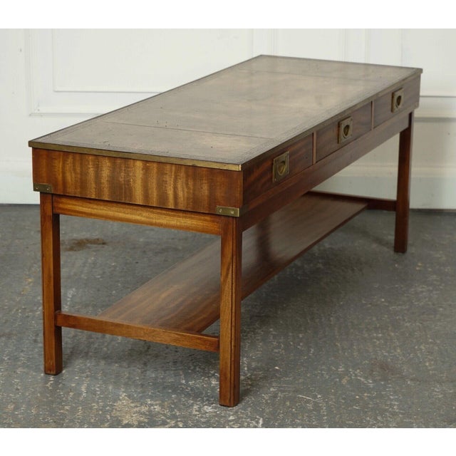 Vintage Military Campaign Style Coffee Table in Brown Aged Leather ...