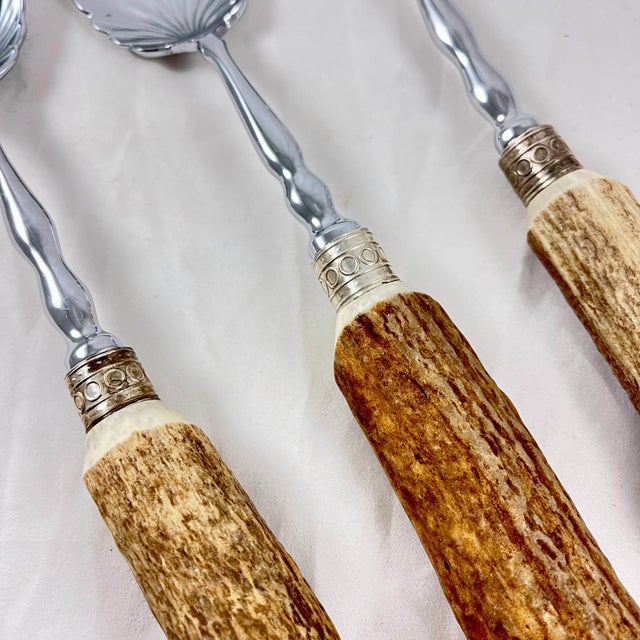 Sheffield English Stag Antler Handled, Sterling Silver Capped Table ...