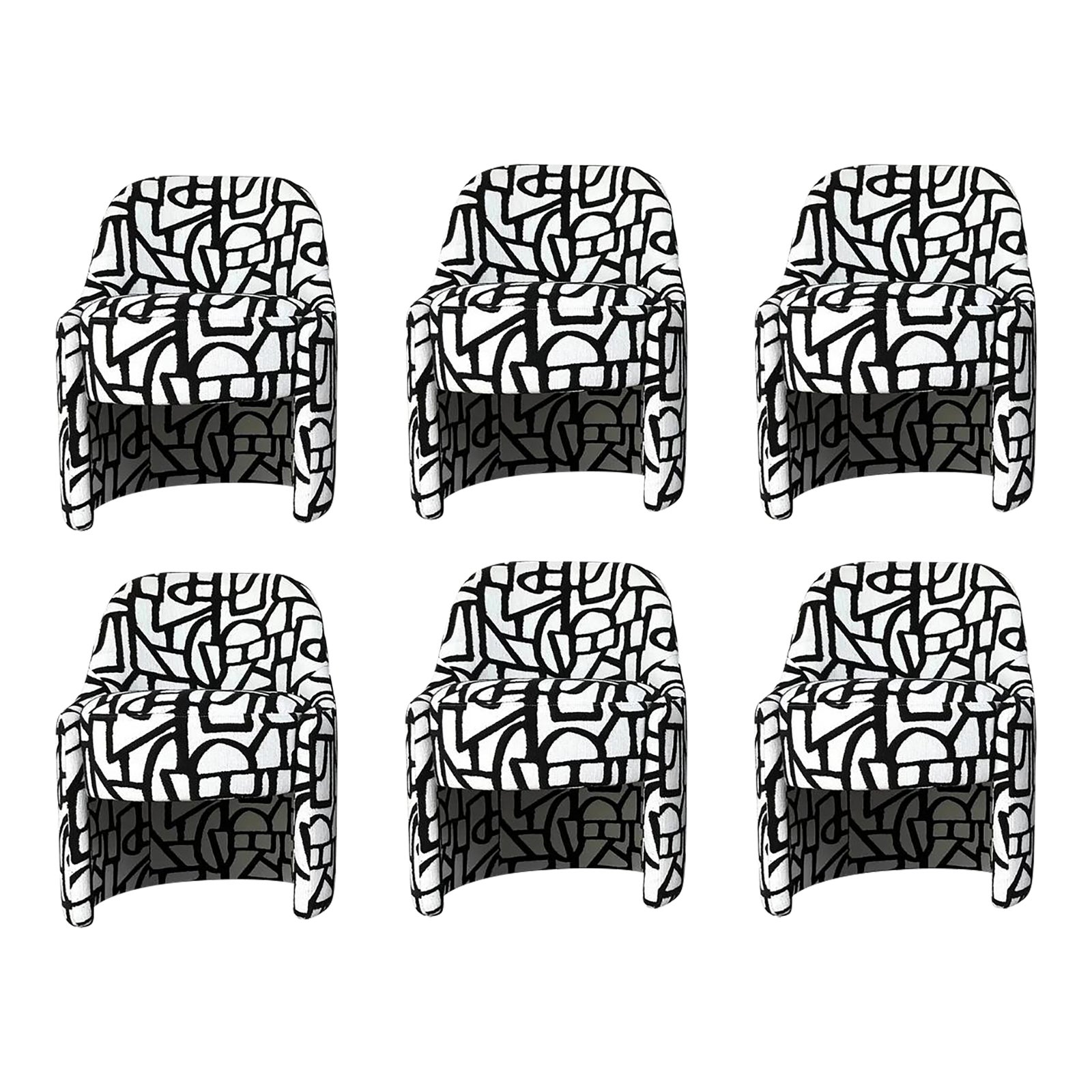 Revelation Abstract Modern Black and White Boucle Barrel Back Cozy ...