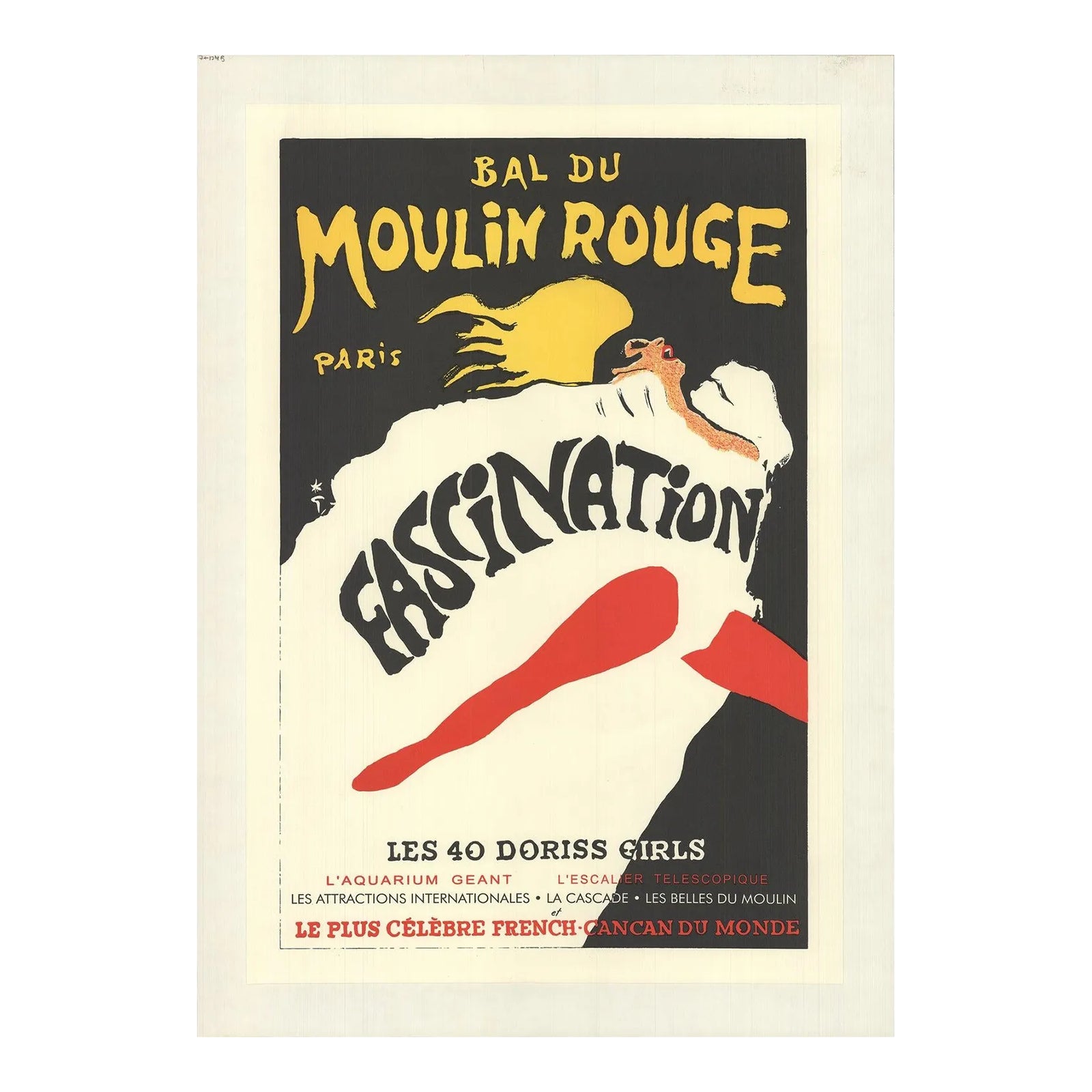1990s Rene Gruau 'Moulin Rouge Paris' Black, Red, White Lithograph ...