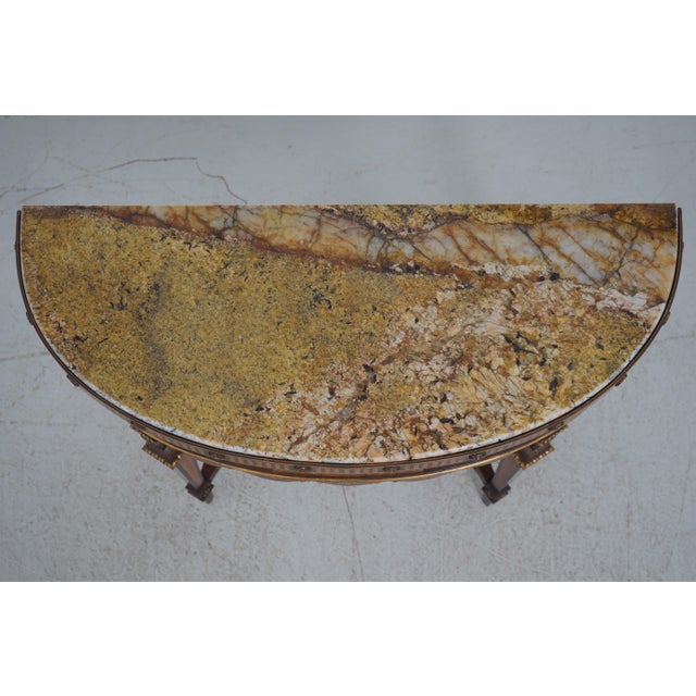 Antique Russian Empire Marble Top Inlaid Console Table | Chairish