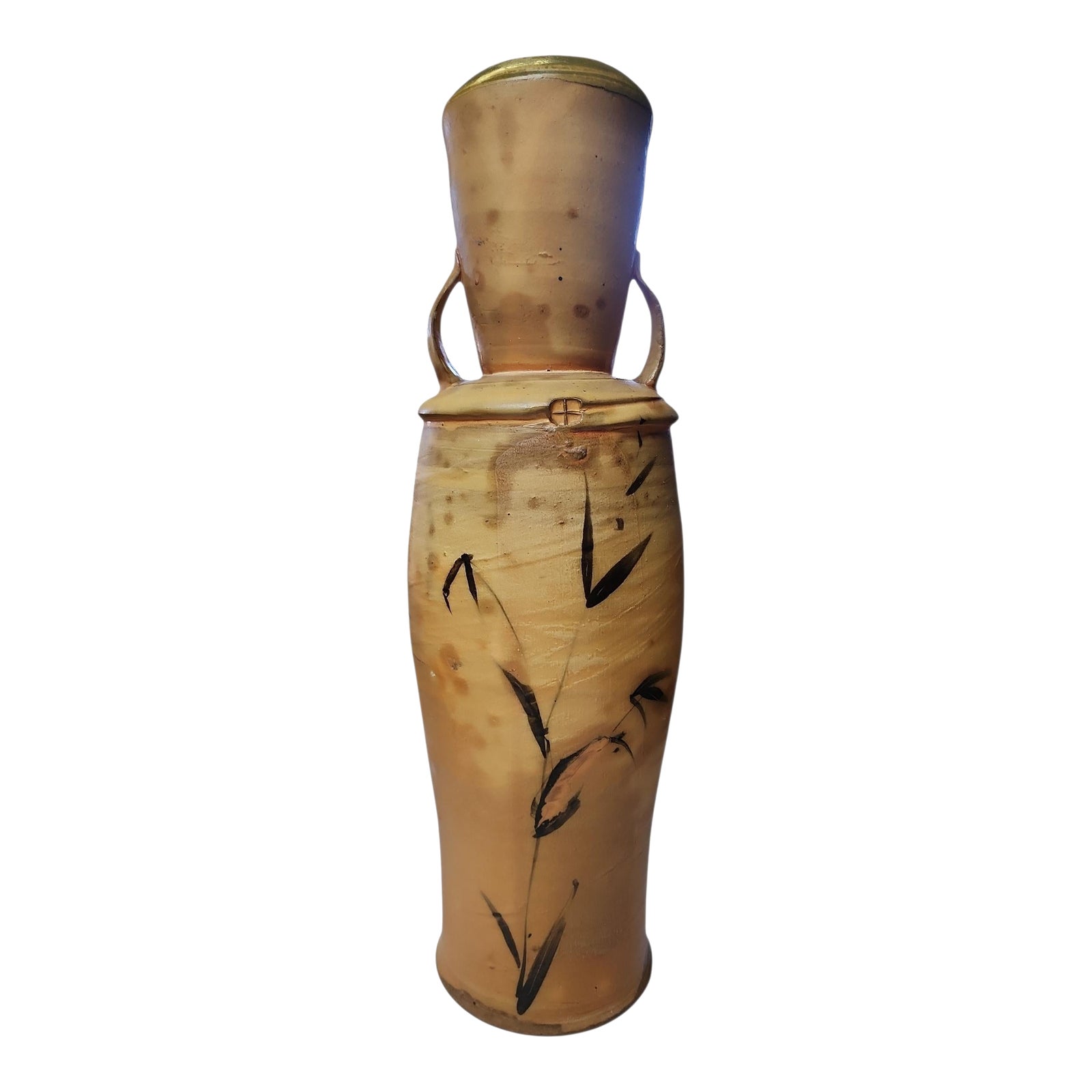 Vintage Studio Pottery Tall Chimney Vase | Chairish