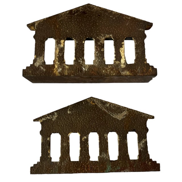 Antique Cast Iron Greek Parthenon Classical Columns Temple Bookends- a ...