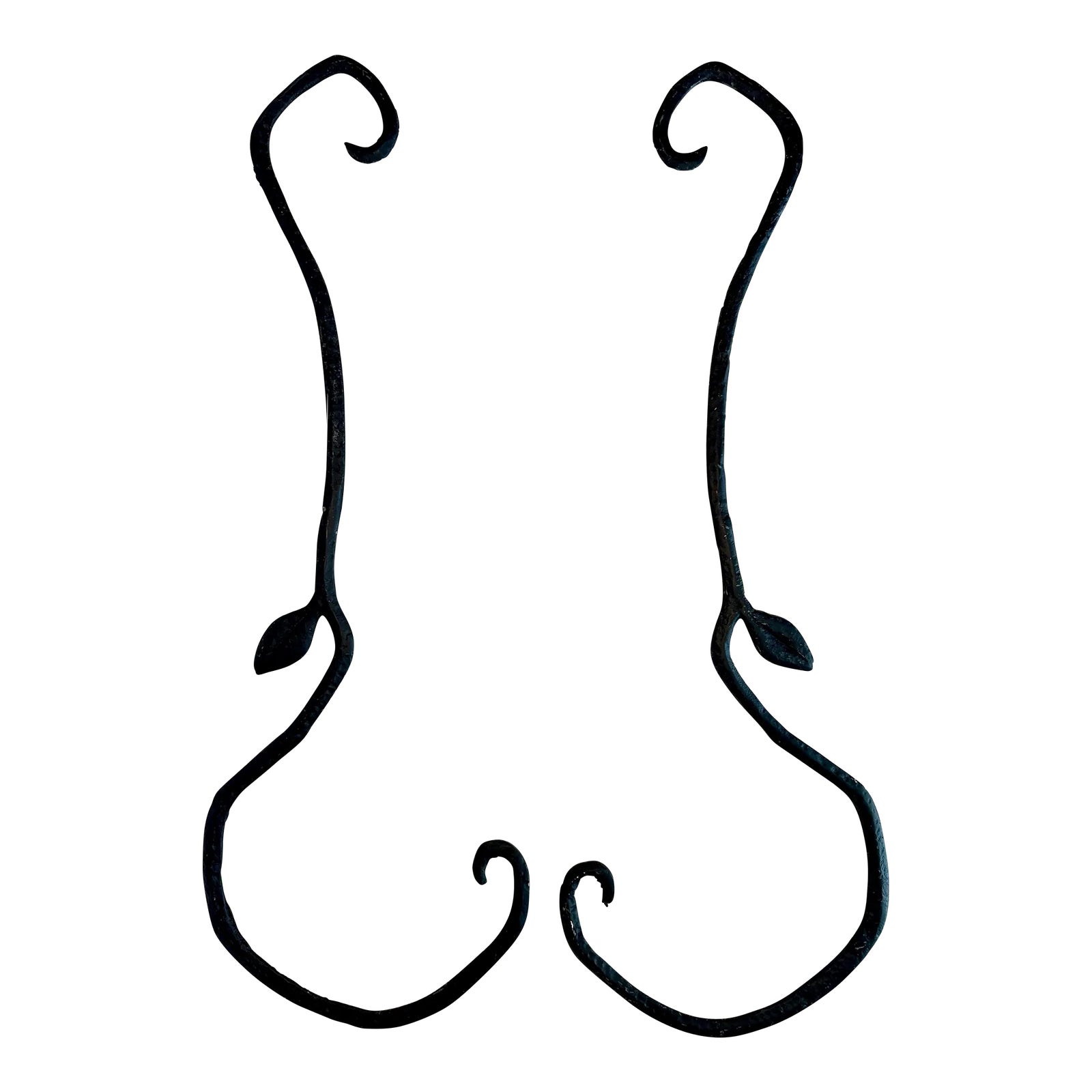 Vintage Black Wrought Iron Garden Vine Hooks/Wall Sculptures- a Pair ...