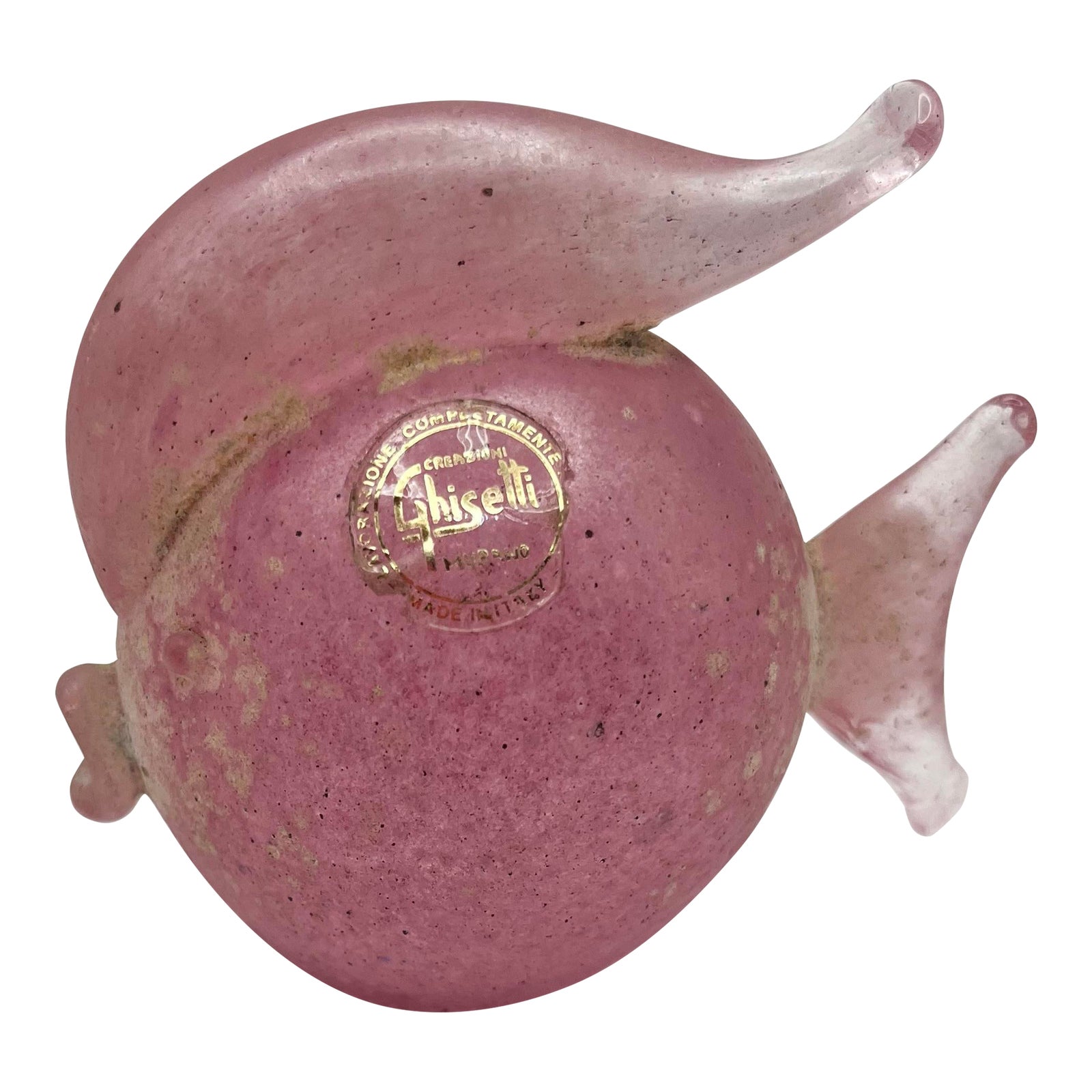 1960s Vintage Murano Glass Ghisetti Pink Scavo Round/Blow/Puffer Fish ...
