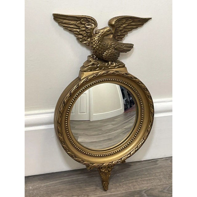 Small 1950s Traditional British Eagle Bird Crown Convex Wall Mirror ...