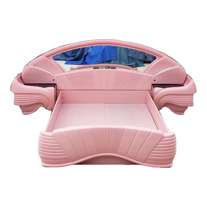 1970s Italian Deco Pink Lacquered Clamshell Queen Bed Set | Chairish
