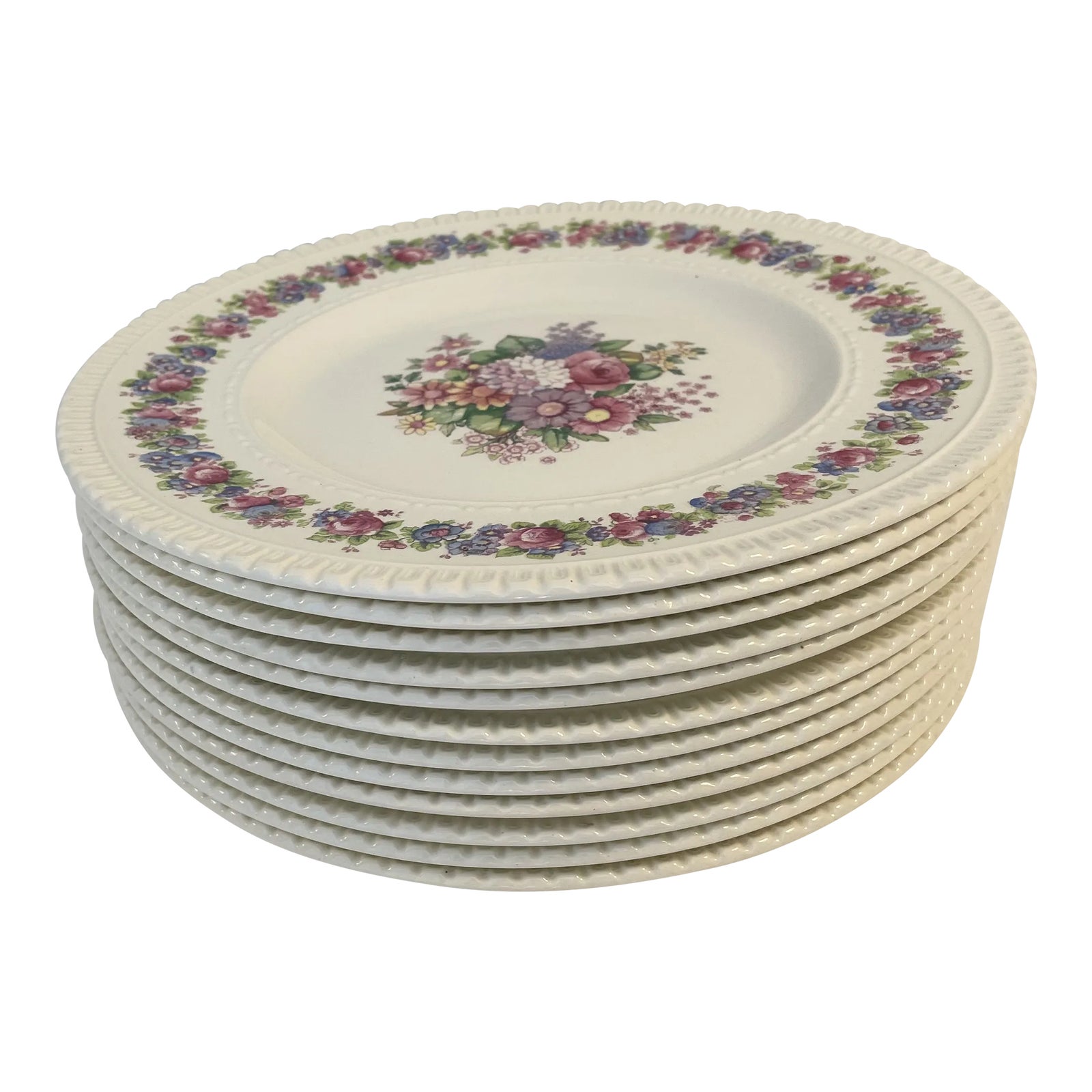 Antique Crescent Ivory England Dinner Plates- Set of 12 | Chairish